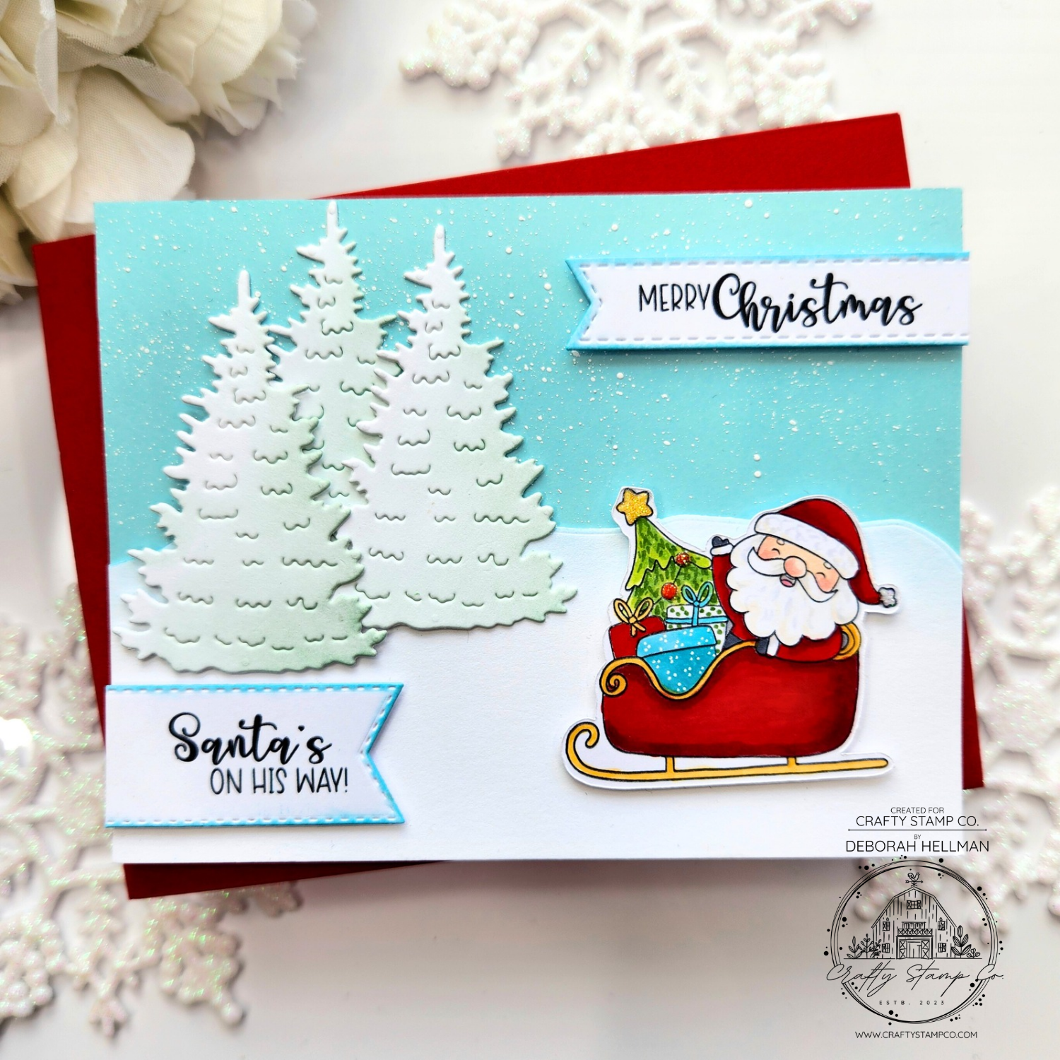 Card Tutorial | Here Comes Santa with Deborah – Crafty Stamp Co
